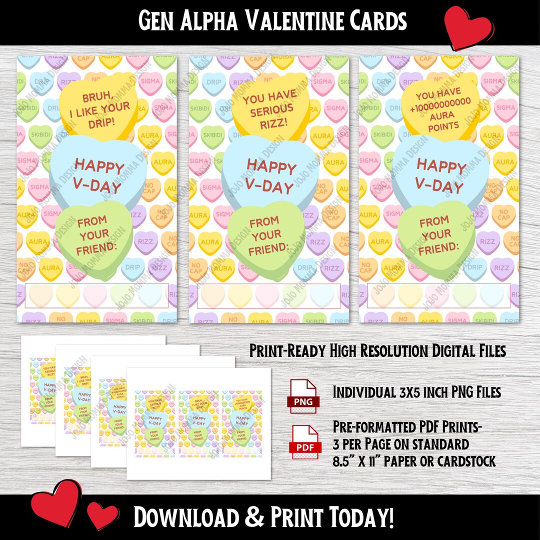Printable Valentine Cards, Valentine's Exchange Cards for Classroom ...