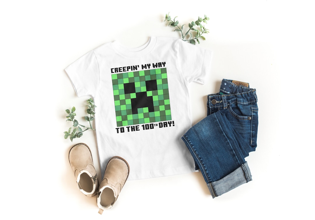100 Days of School Minecraft Creeper Shirt, Creepin' My Way to the ...