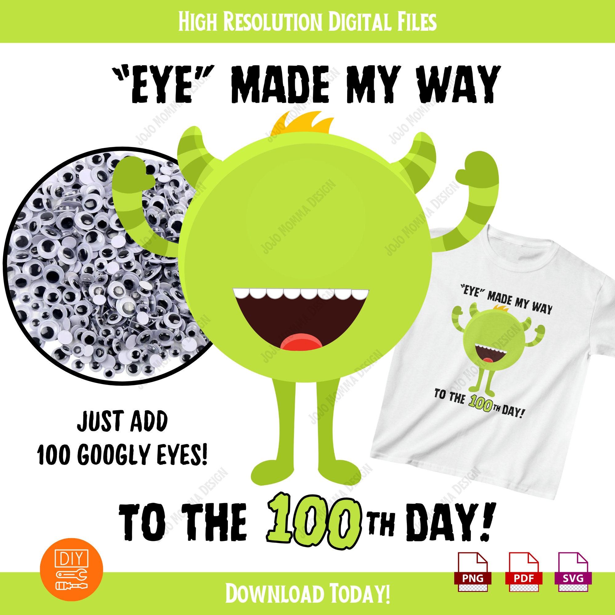 Printable 100 Days of School Shirt - Eye Made My Way - Silly Green ...