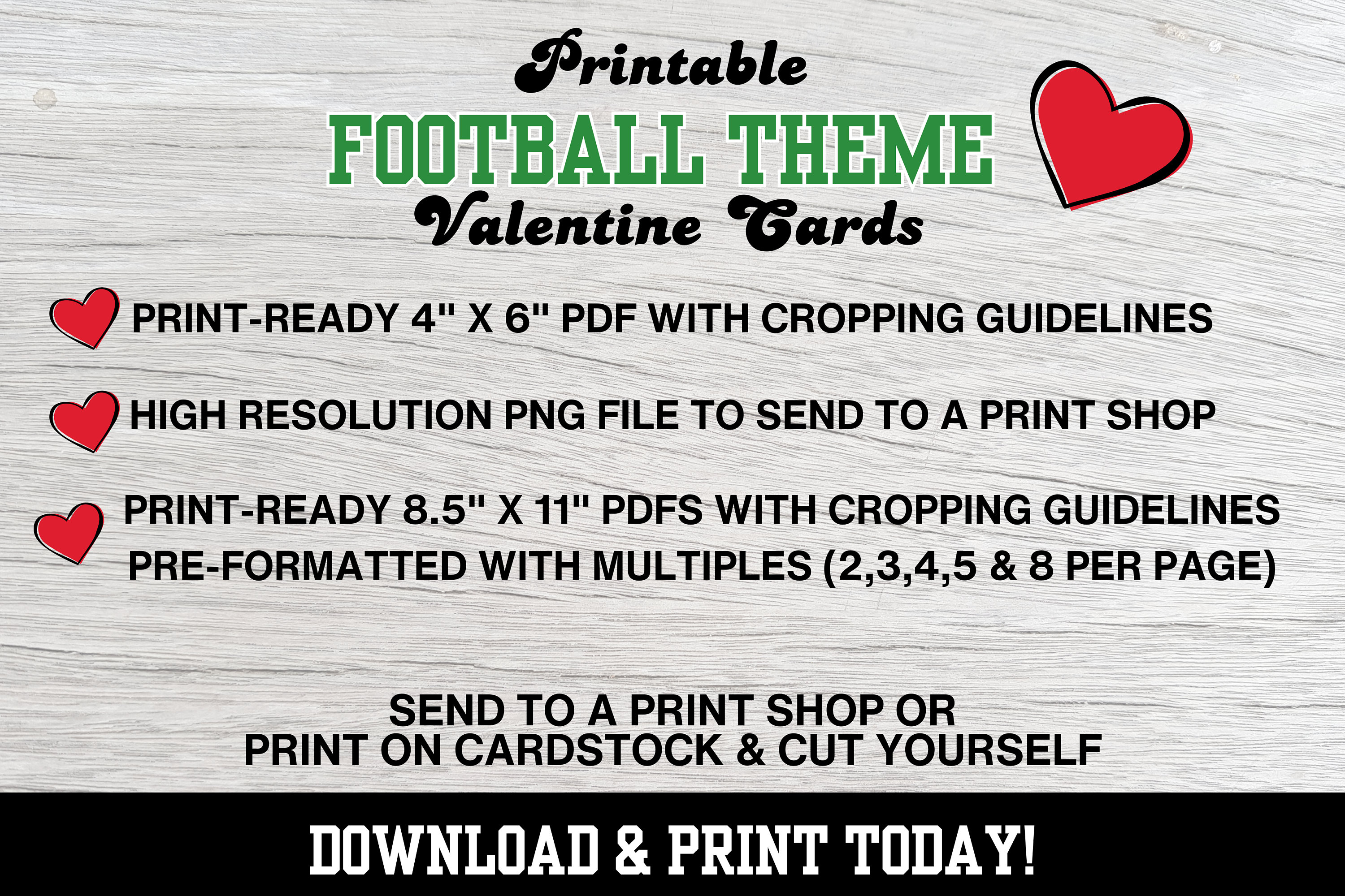Printable Valentine Cards for Kids, Football Valentine Cards, Classroom ...