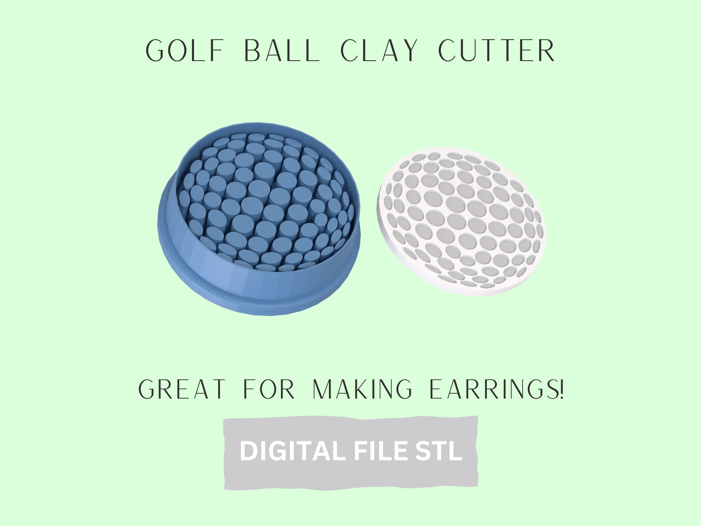 Golf Ball Polymer Clay Cutter Digital STL File, Polymer Clay Earring ...