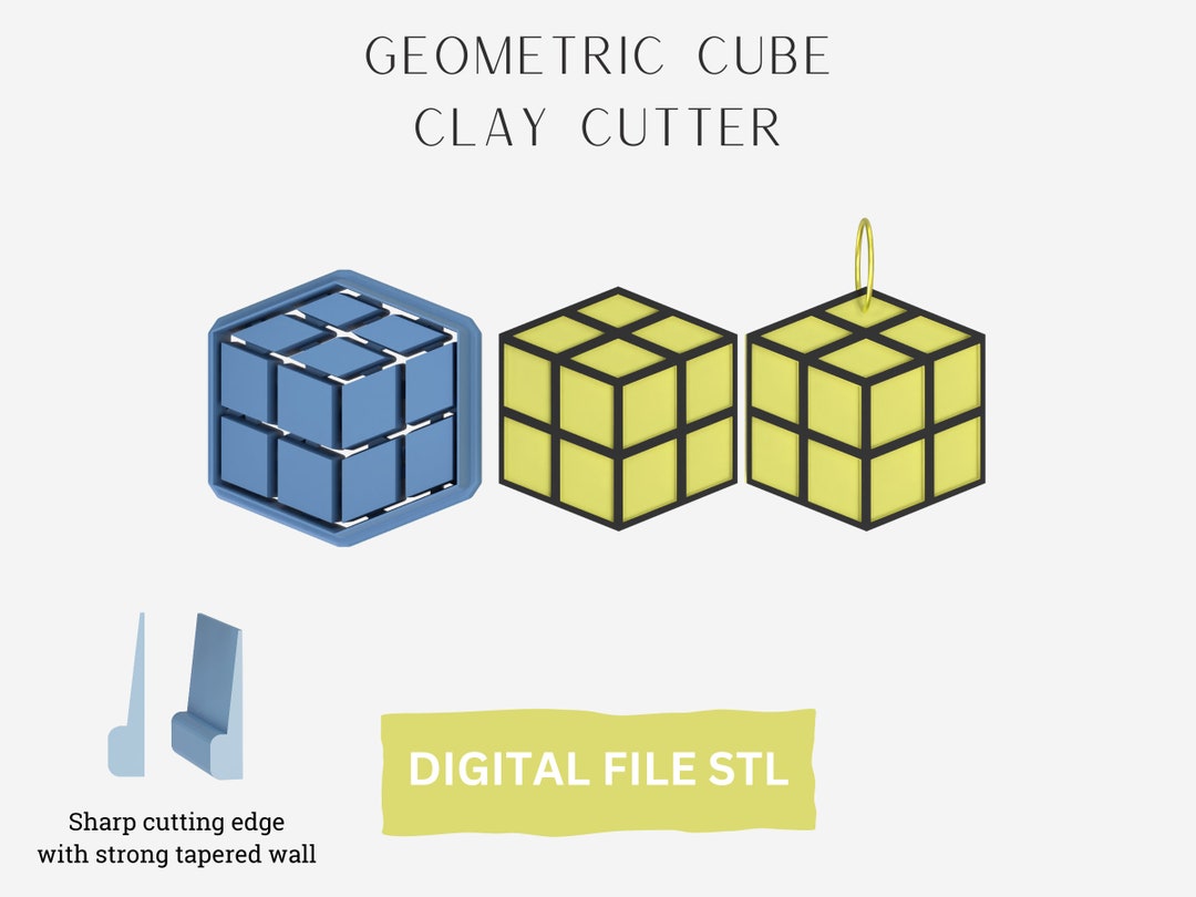 Geometric Cube Clay Cutter Digital STL File, Polymer Clay Earring ...