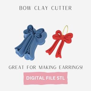 Bow Polymer Clay Cutter Digital STL File, Polymer Clay Earring, Clay ...