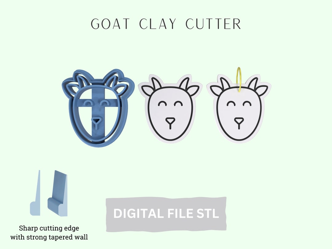 Cute Goat Clay Cutter Digital STL File, Polymer Clay Earring, Goat Gift ...