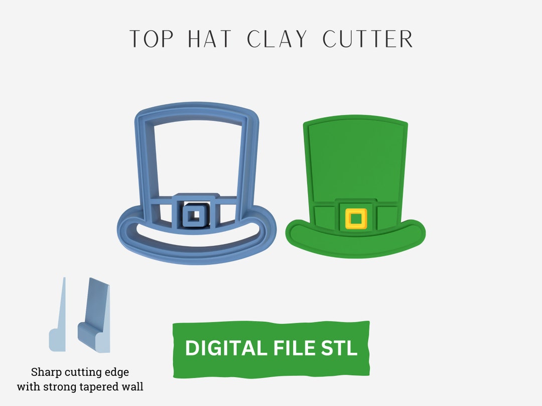 Top Hat Clay Cutter Digital STL File, Polymer Clay Earring, St Patrick ...