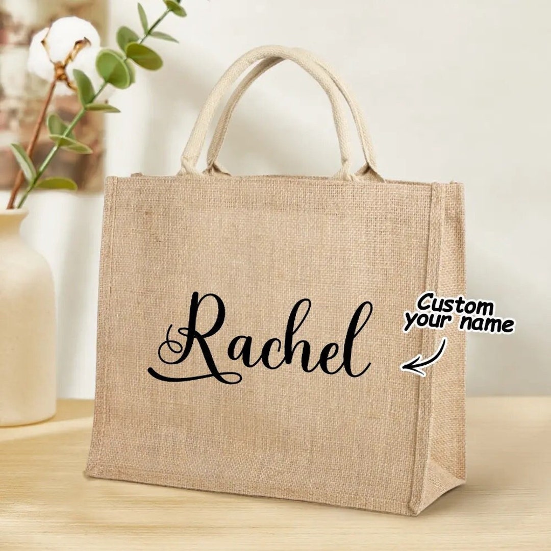 Personalized Name Bag Burlap Bags Custom Text or Monogram Canvas Beach ...