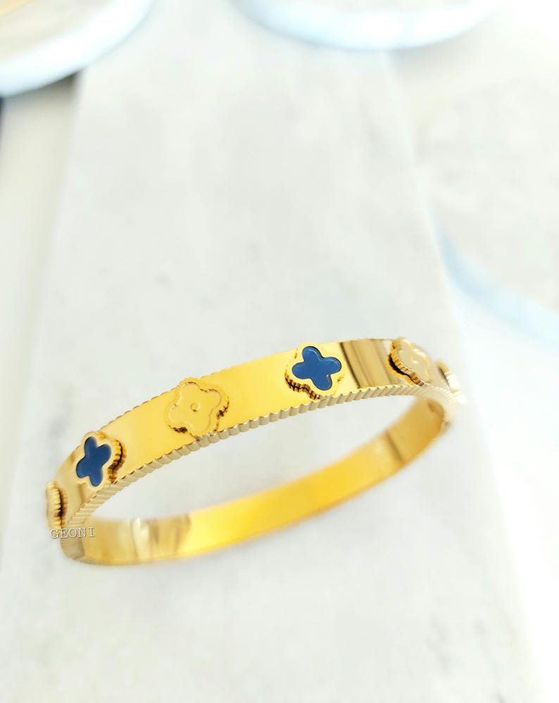 18K Gold Plated Bracelet Stainless Steel Bangle Bracelet Minimalist ...