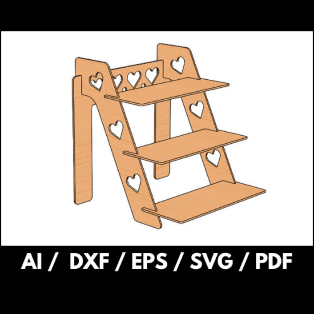 Laser Cut, Three Level Display Shelves, Vector Files for Wood Laser ...