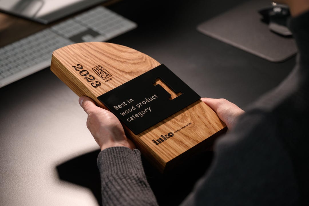 Personalized Corporate Gift - Custom Wooden Trophy, Modern Recognition ...