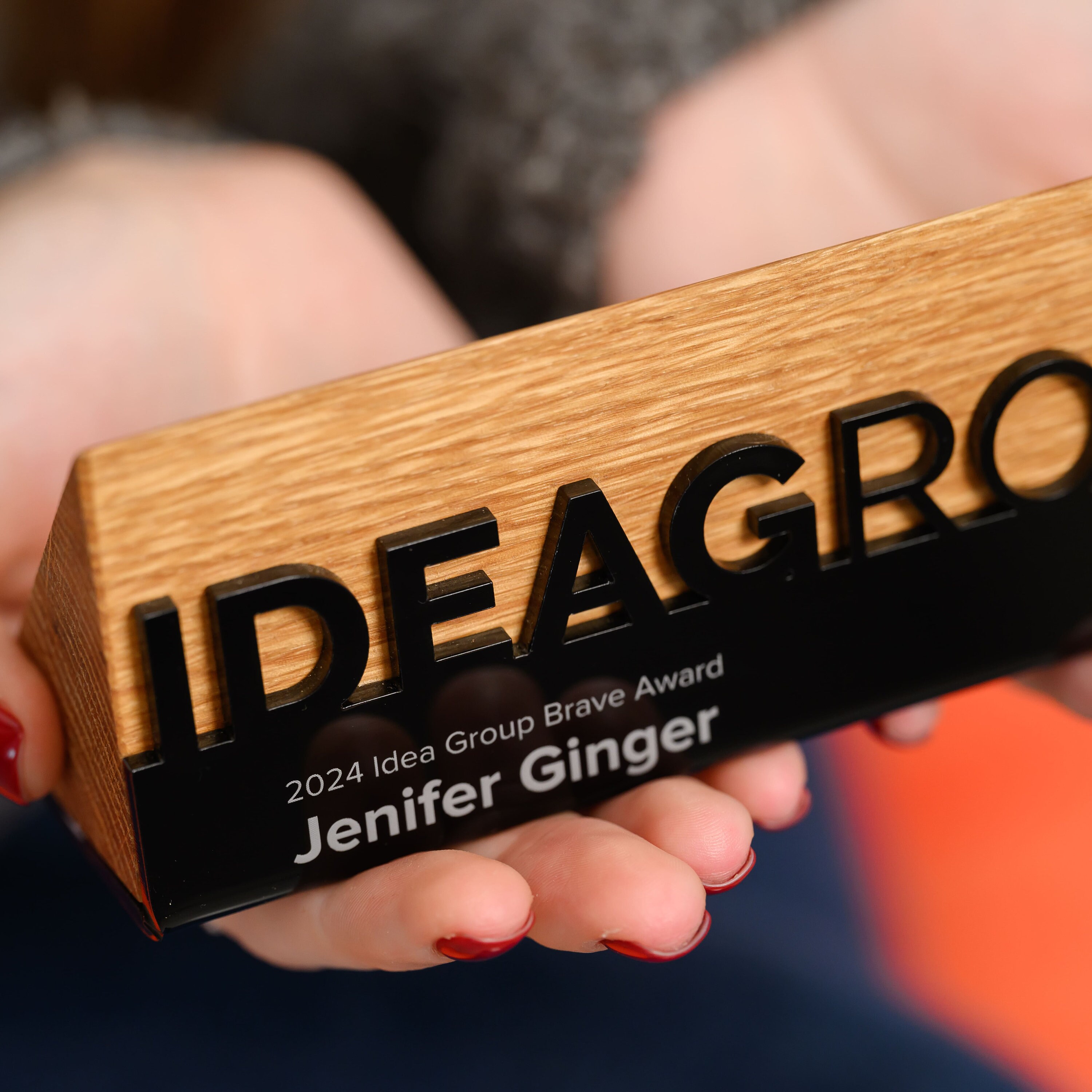 Custom Recognition Solid Oak Award, Modern Personalized White Acrylic ...