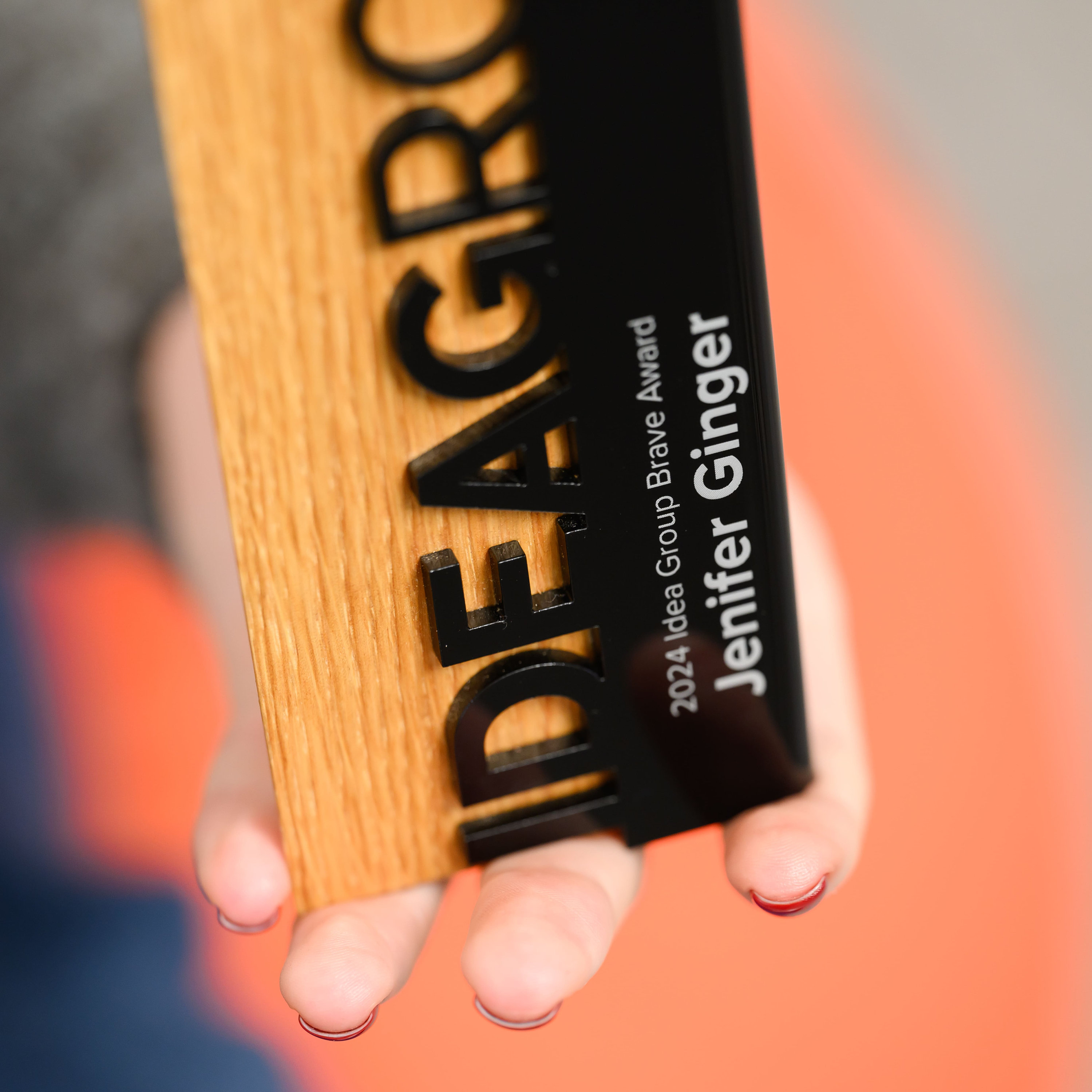 Custom Recognition Solid Oak Award, Modern Personalized White Acrylic ...