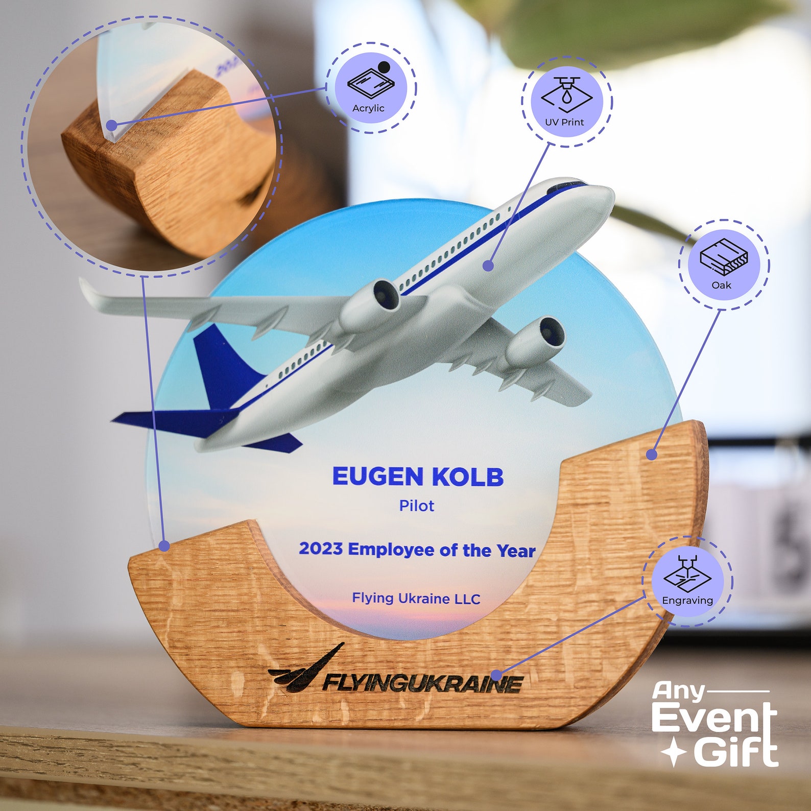 Customizable Wood and Acrylic Trophy Custom Trophies, Business ...