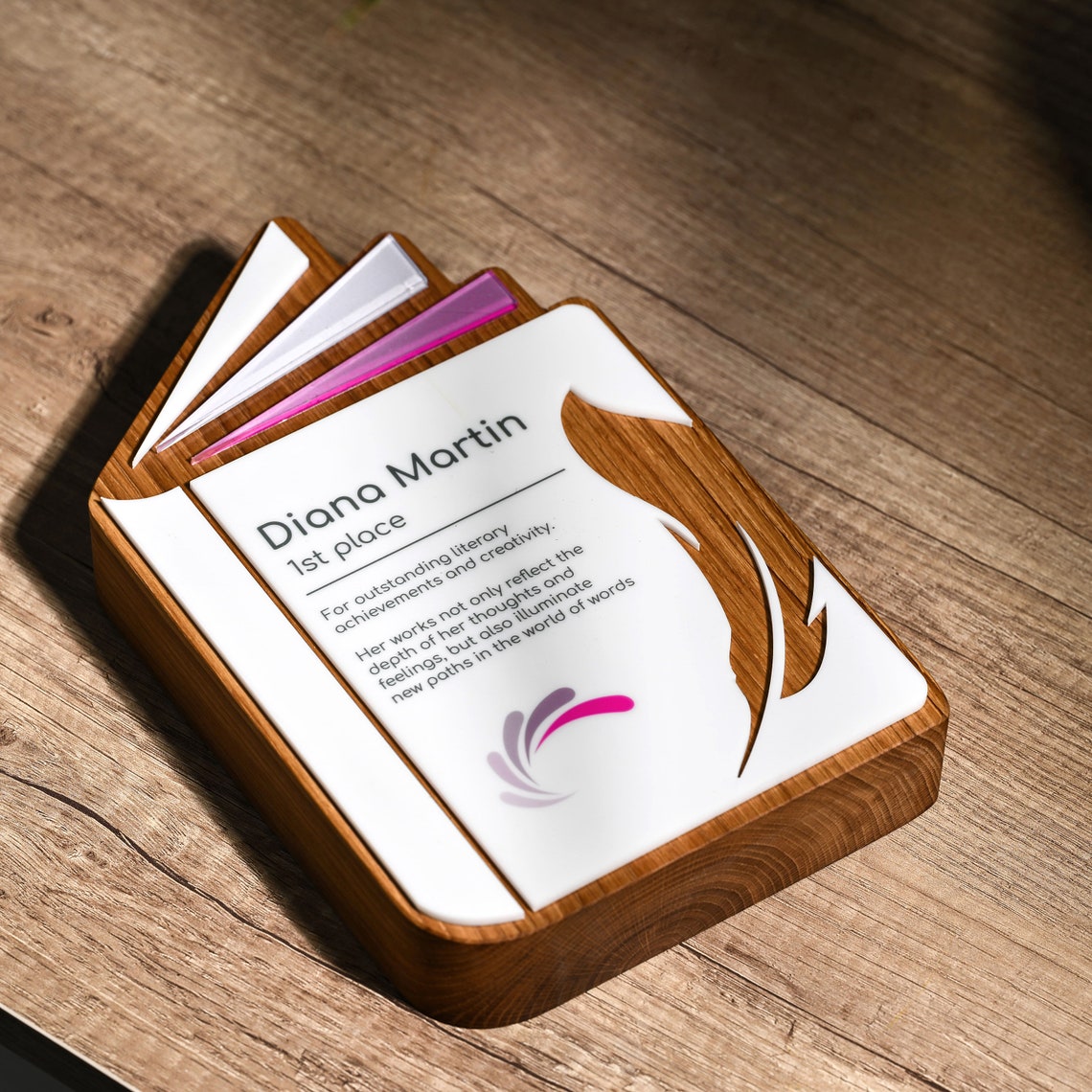 Book Award Trophy Writers Plaque, Personalized Writing Gift ...