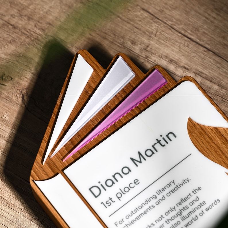 Book Award Trophy Writers Plaque, Personalized Writing Gift ...