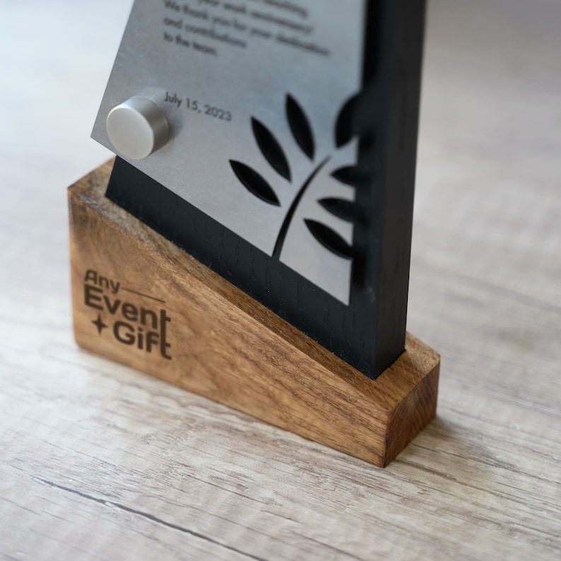 Customized Wood and Metal Trophy - Custom Trophy, Bespoke Employee ...