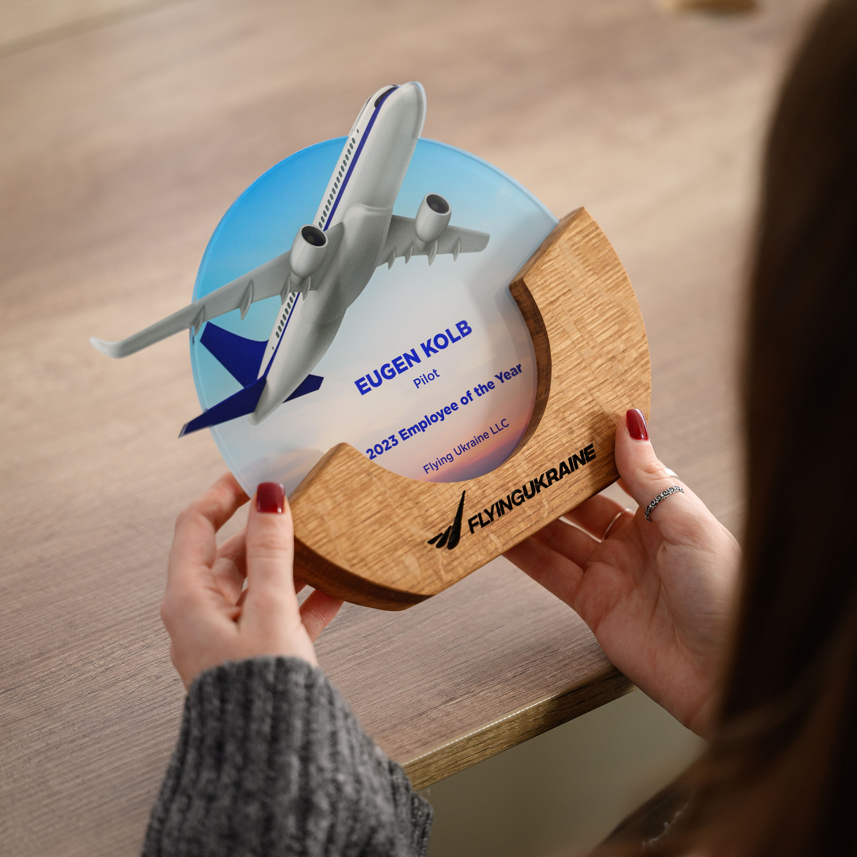 Customizable Wood and Acrylic Trophy Custom Trophies, Business ...