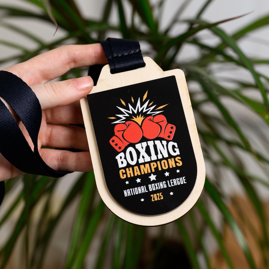 Custom Boxing Medal - Personalized Wood and Acrylic Sports Medal - Team ...