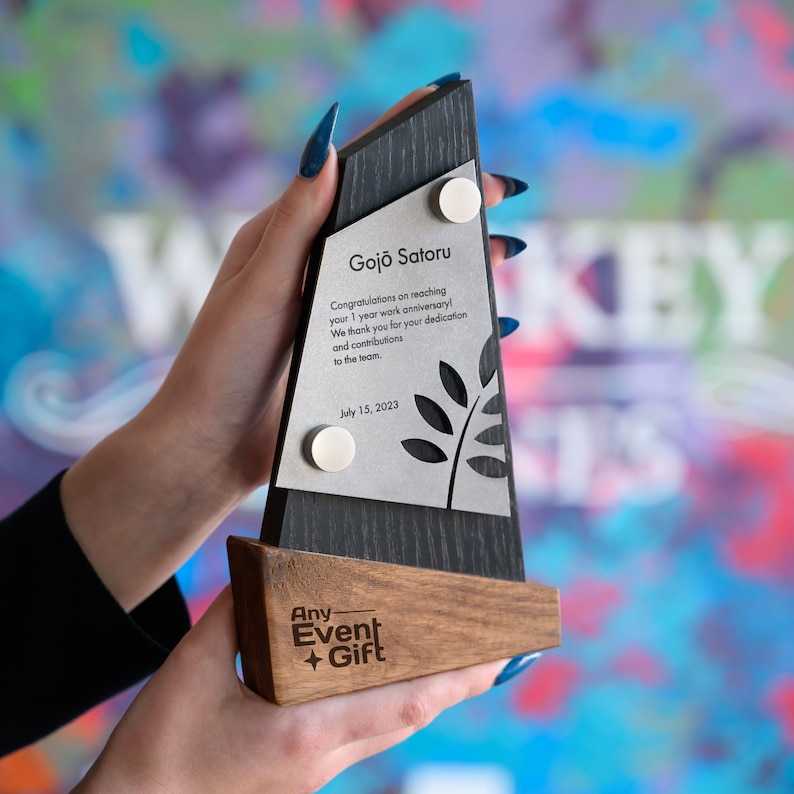 Customized Wood and Metal Trophy - Custom Trophy, Bespoke Employee ...