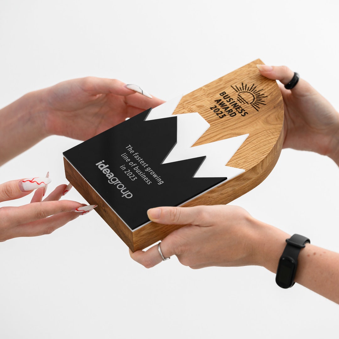Customizable Wood and Acrylic Trophy - Custom Trophies, Business ...