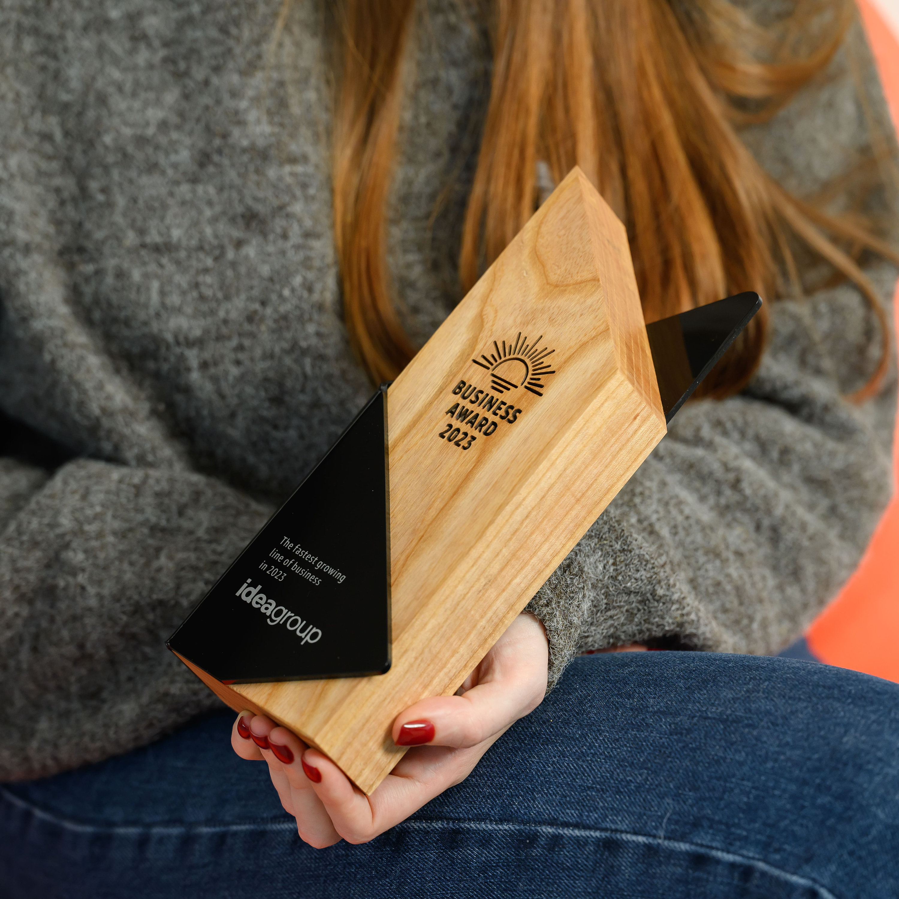 Irregular Shape Bespoke Wooden Trophy, Modern Personalized Award With ...