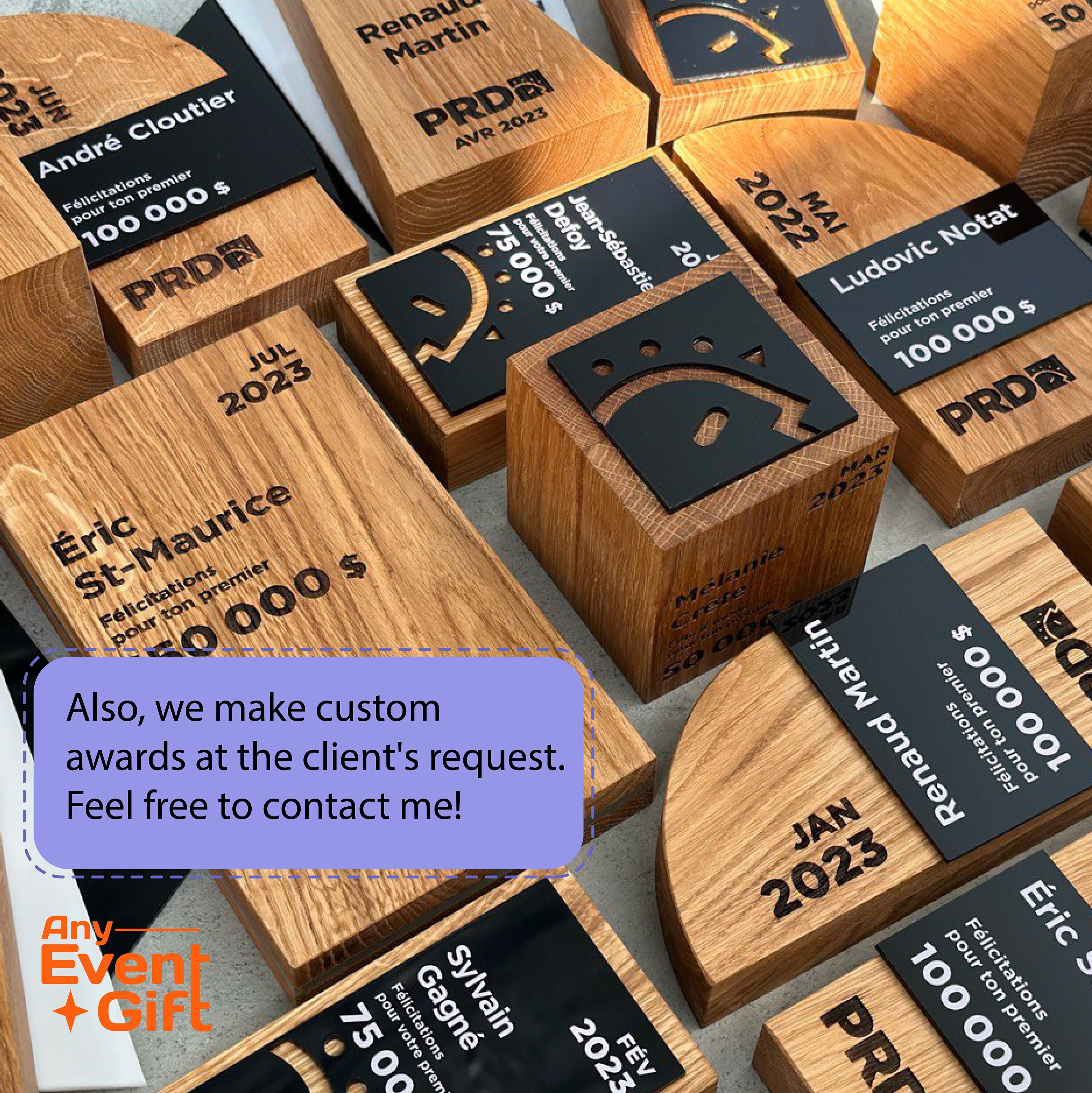 Customized Wood and Metal Trophy Custom Trophy, Bespoke Employee Award ...