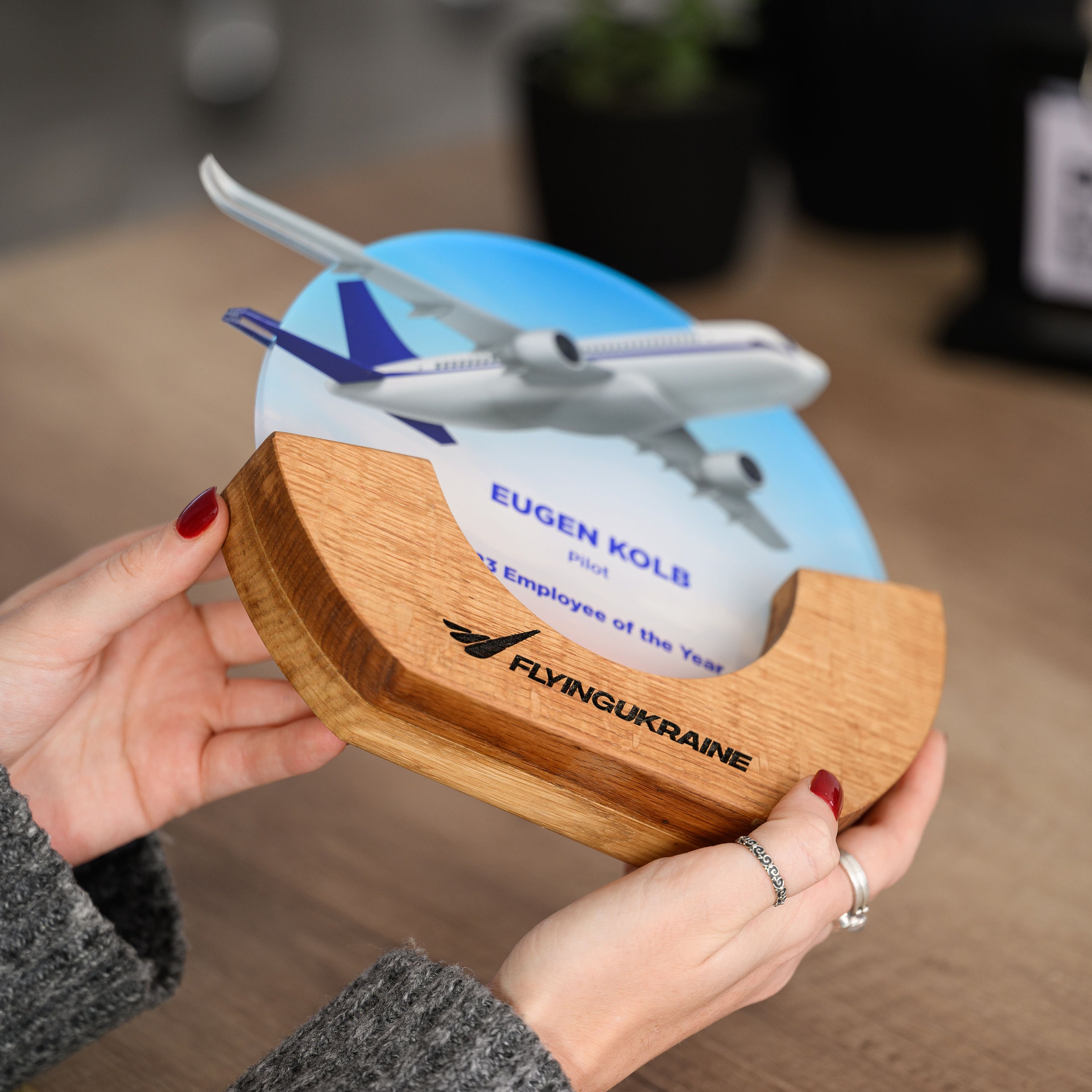 Customizable Wood and Acrylic Trophy Custom Trophies, Business ...