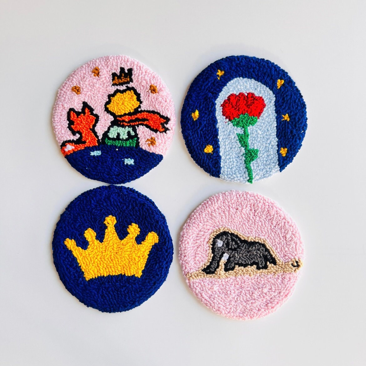 The Little Prince Punch Needle Coasters, Y2K Punch Needle Mug Rugs ...