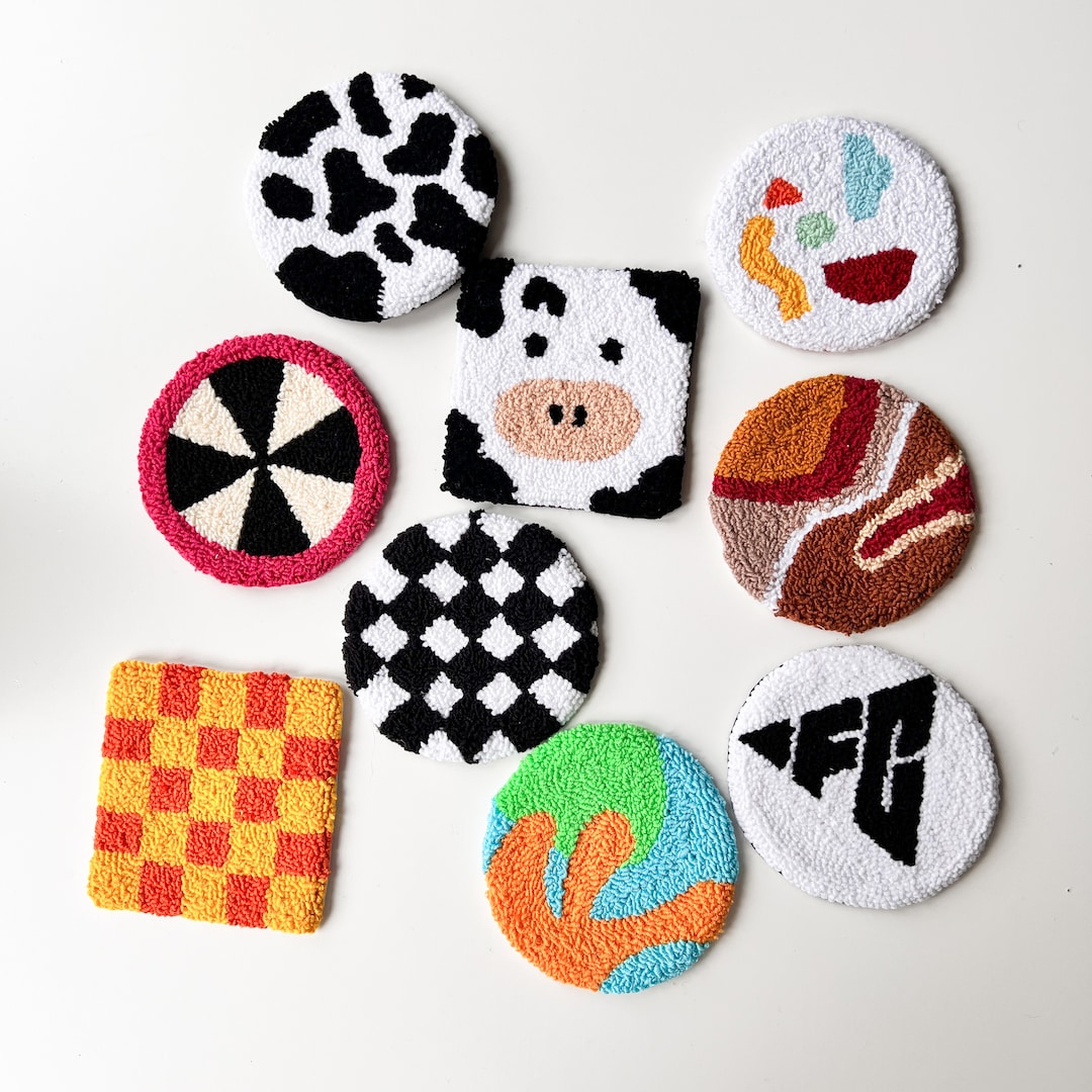 Punch Needle Coasters, Punch Needle Mug Rugs, Gift, Housewarming Gift ...