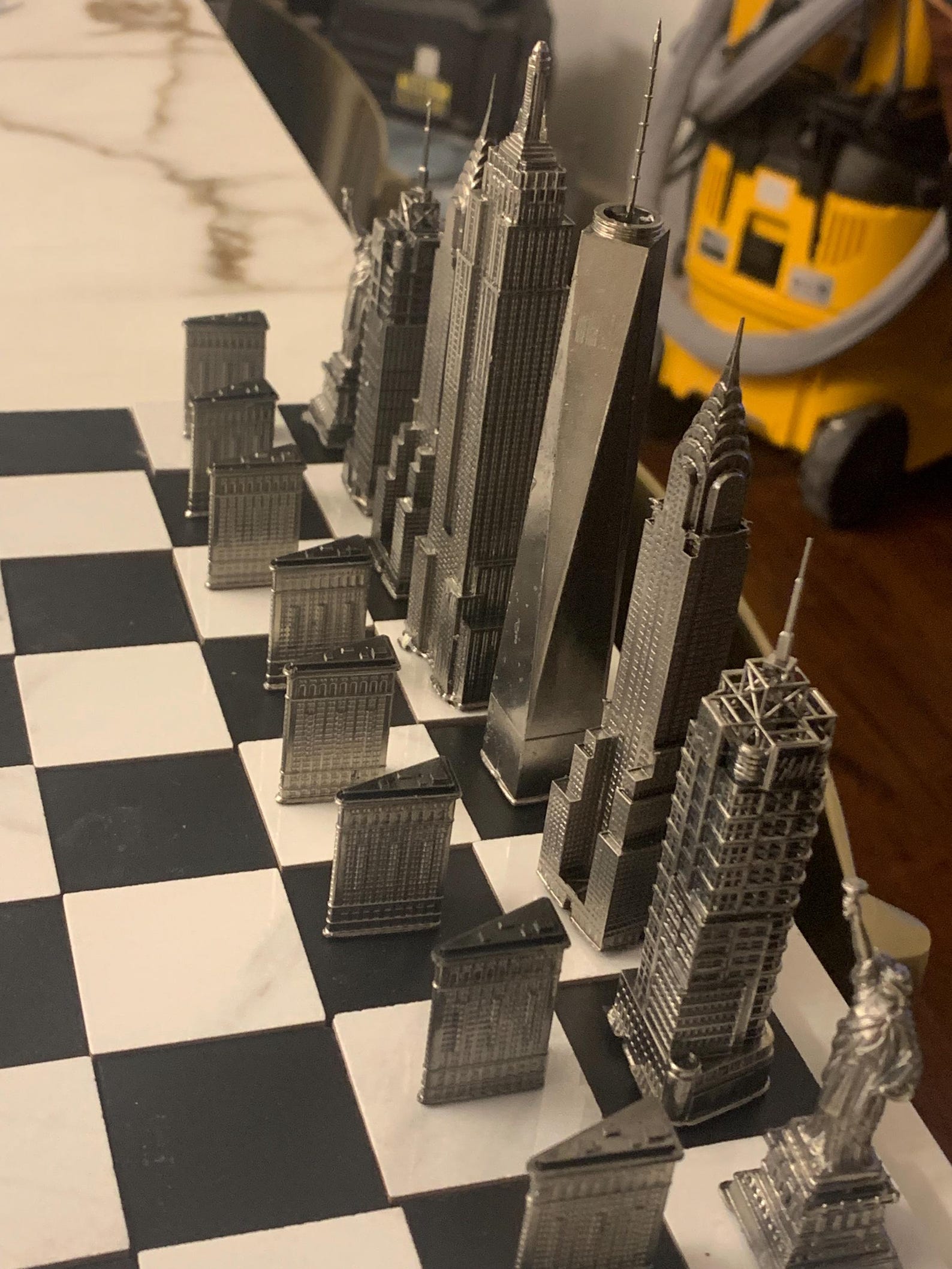 Chrome NEW YORK Chess Set W/tile Chess Board - Etsy