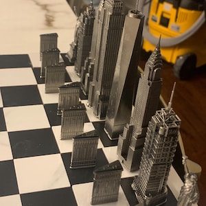 Chrome NEW YORK Chess Set W/tile Chess Board - Etsy