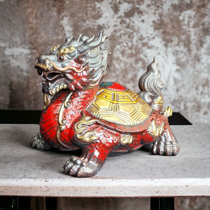 Modern Dynasty Dragon Turtle Statue Ceramic | New Design 2025 | Home ...