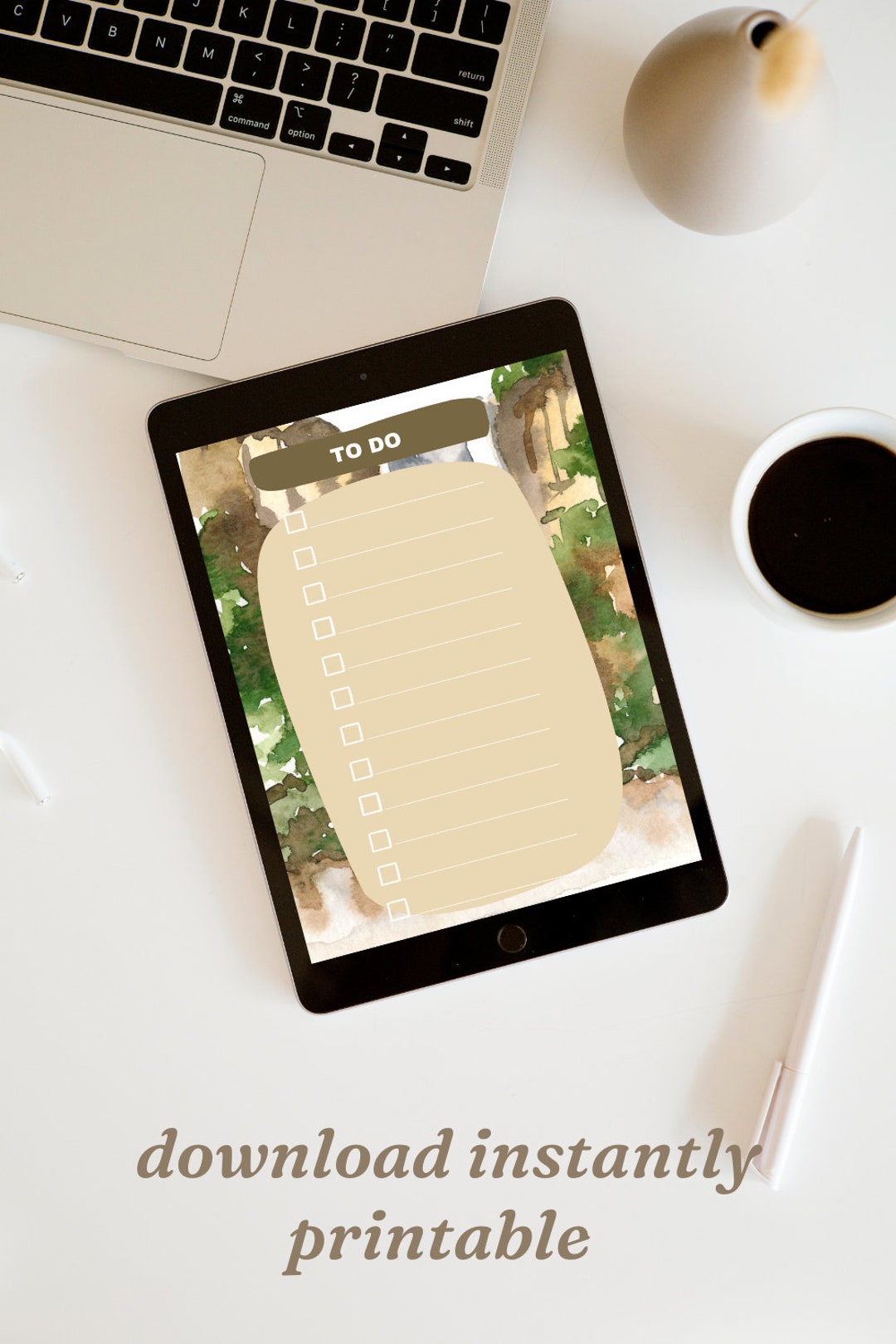 Nature Green and Brown to Do List, Digital and Printable Checklist - Etsy