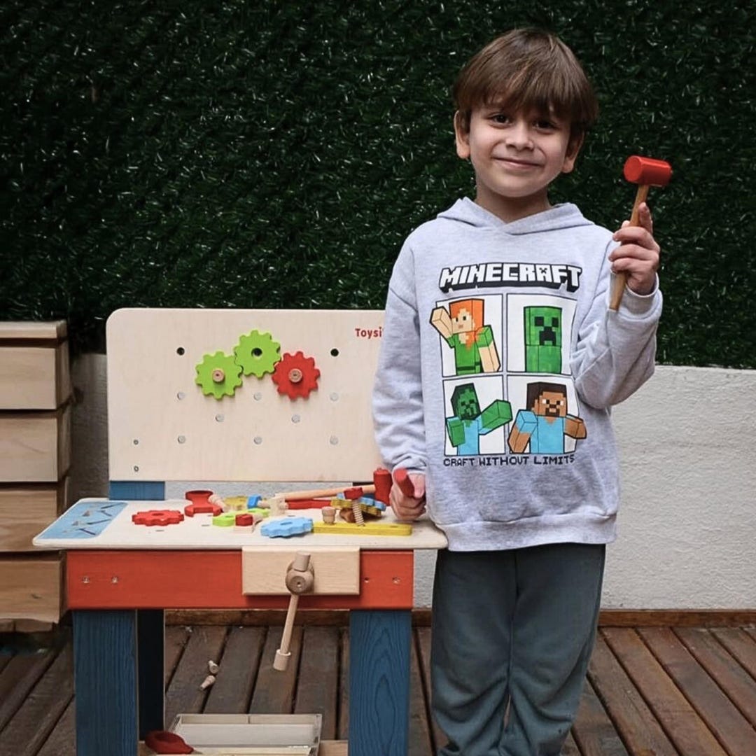 Wooden Tool Workshop Set – Kids DIY Workbench With Tools, Pretend Play ...