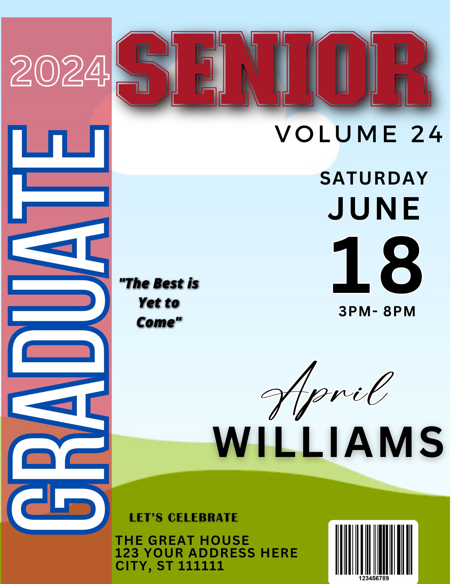 EDITABLE Graduation Magazinetemplate-100% Editable Magazine Cover PDF ...