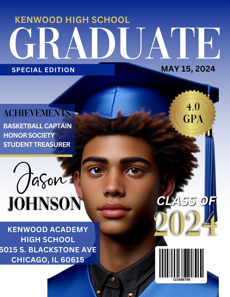 EDITABLE Graduation Magazinetemplate-100% Editable Magazine Cover- PDF ...