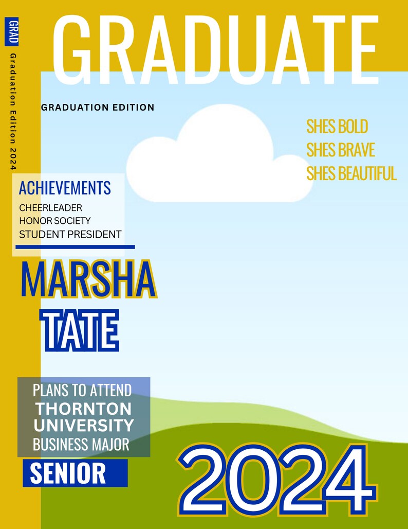 EDITABLE Graduation Magazinetemplate-100% Editable Magazine Cover- PDF ...