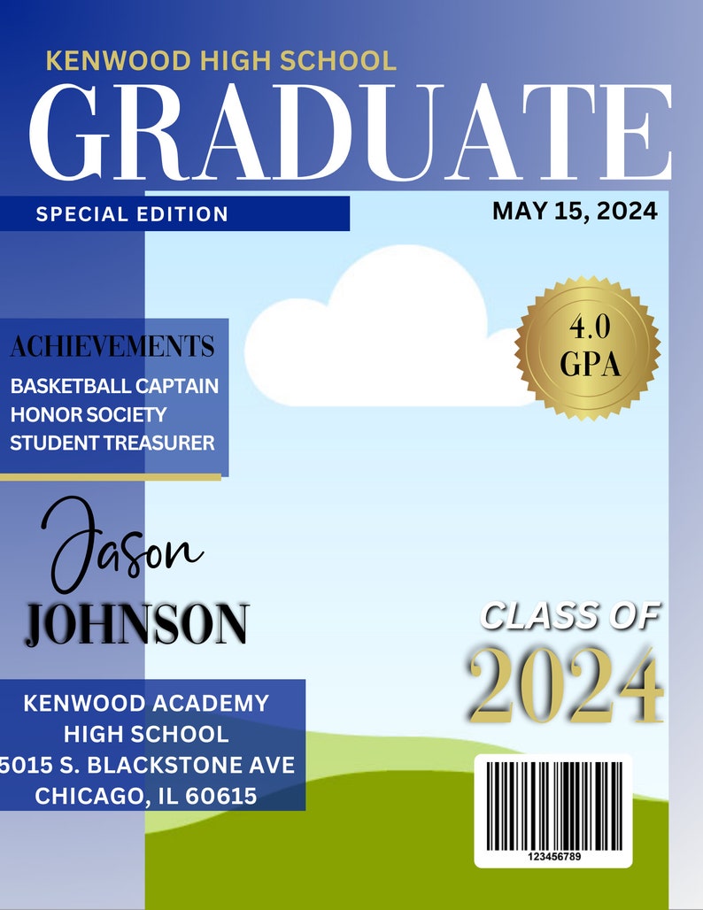 EDITABLE Graduation Magazinetemplate-100% Editable Magazine Cover- PDF ...