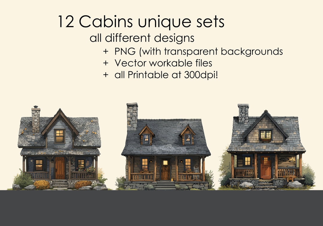 Building Art, Log Cabins, 2D Buildings, Cabin Clipart, Building Art, 2D ...