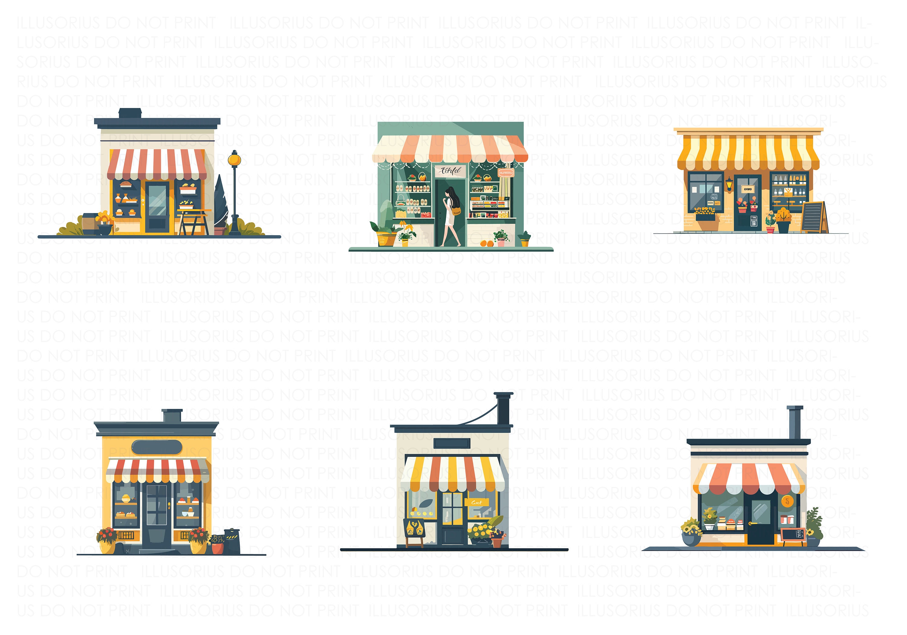 10 Small Shops Buildings- Storefront Little Colorful Shops, Clipart ...