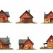 Building Art, Log Cabins, 2D Buildings, Cabin Clipart, Building Art, 2D ...