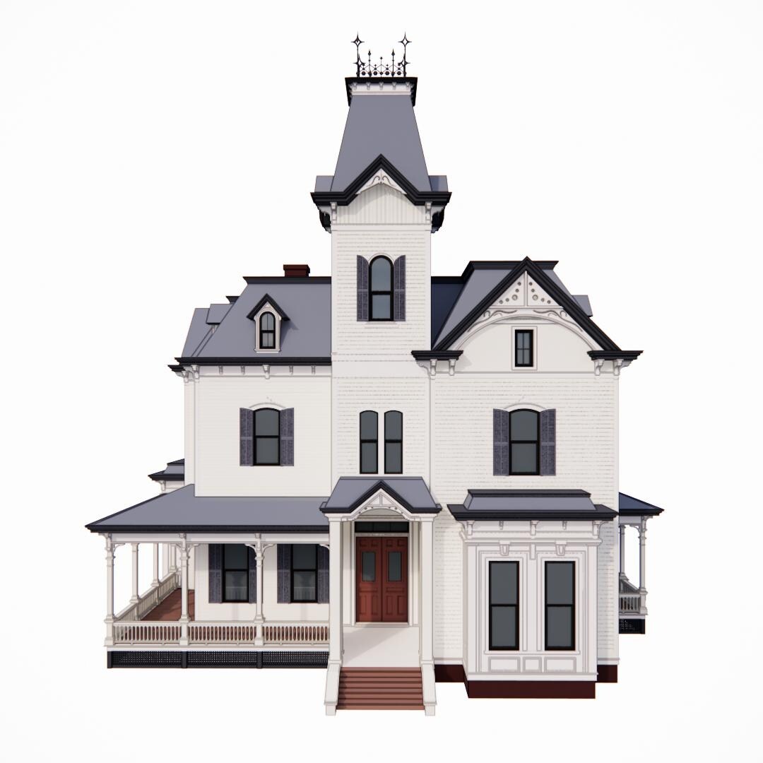 Victorian House 3D Model - Elegant Massive 3 Story With a Mini Tower ...