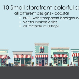 10 Small Shops Buildings- Storefront Little Colorful Shops, Clipart ...