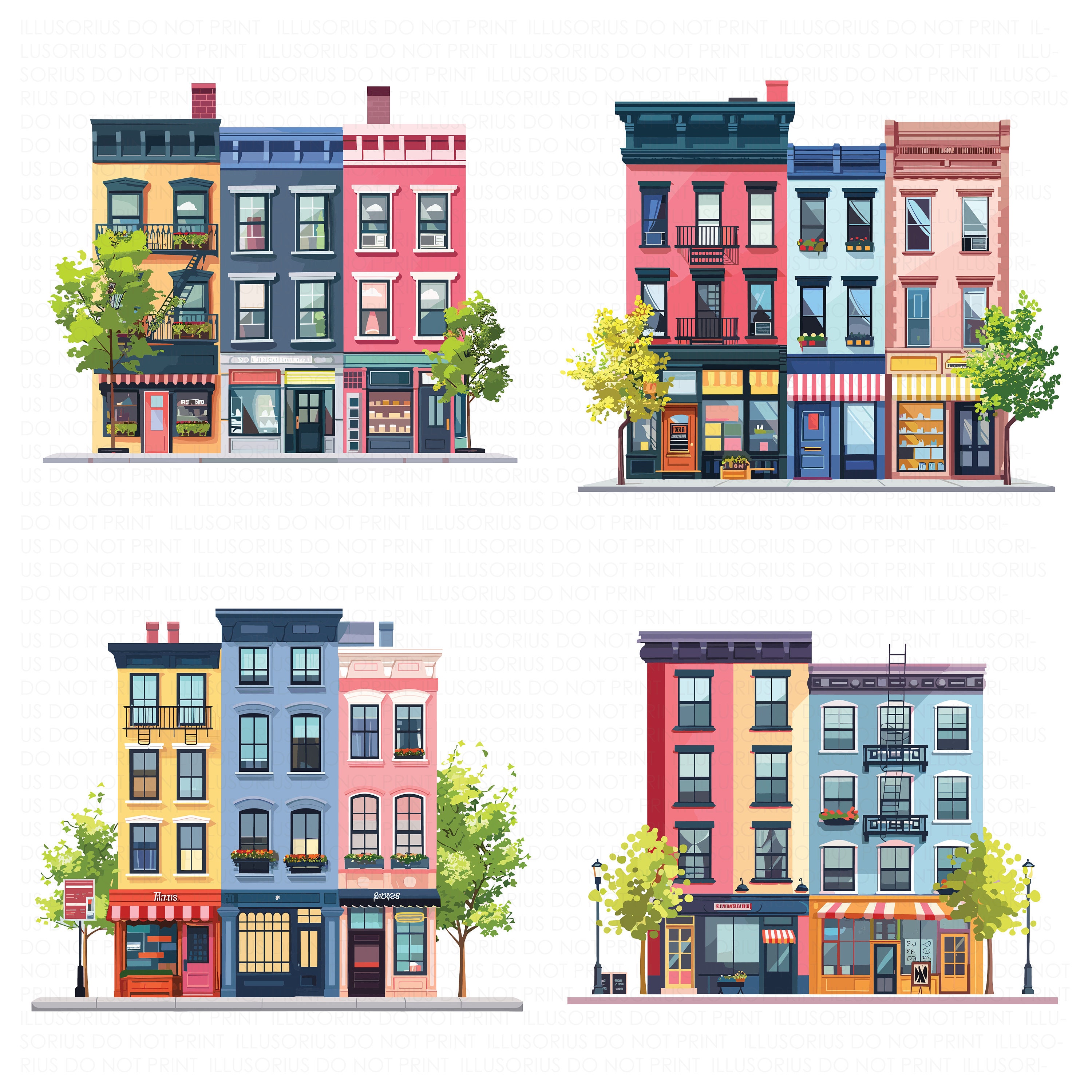 Building Art, Brownstone Buildings, 2D Buildings, Building Clipart ...