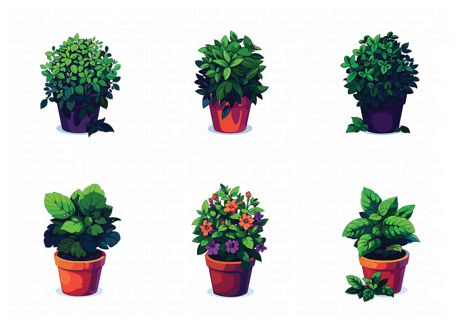 18 Vibrant Color Potted Plant, Plant Clipart PNG and PDF, House Plant ...