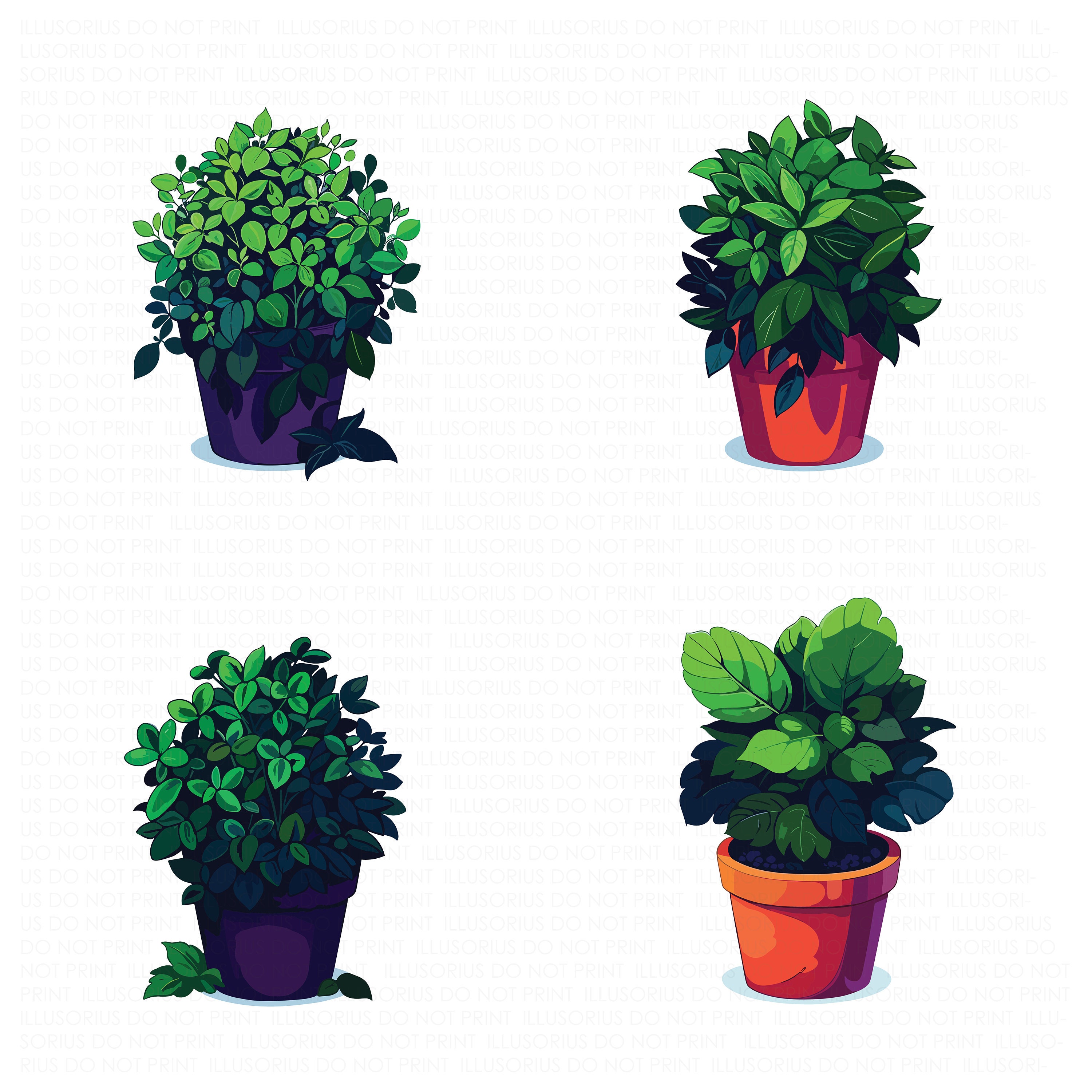 18 Vibrant Color Potted Plant, Plant Clipart PNG and PDF, House Plant ...
