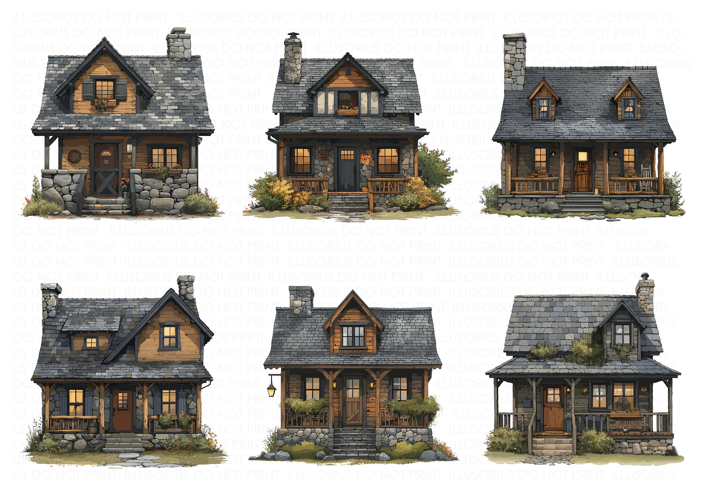 Building Art, Log Cabins, 2D Buildings, Cabin Clipart, Building Art, 2D ...