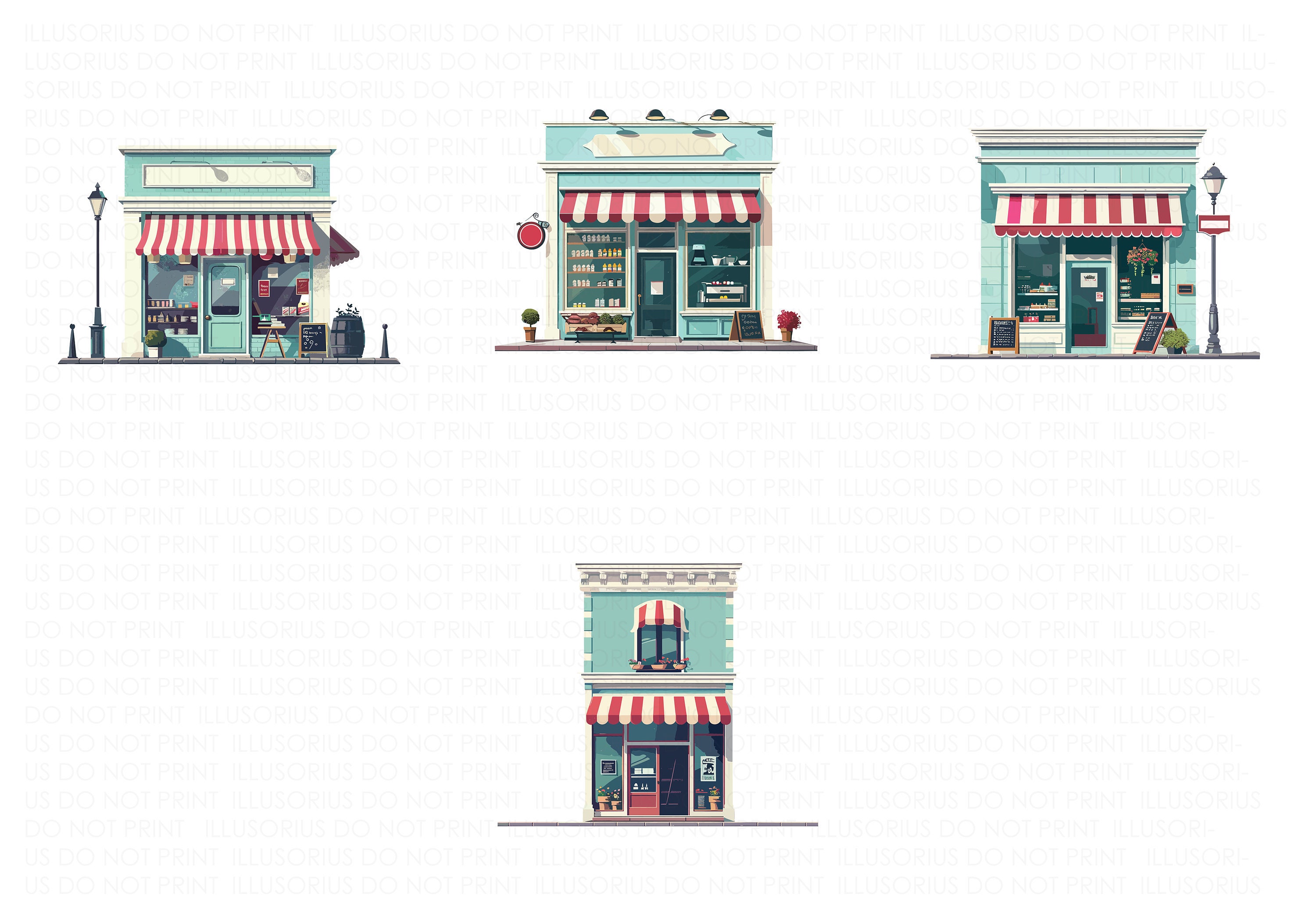 10 Small Shops Buildings- Storefront Little Colorful Shops, Clipart ...