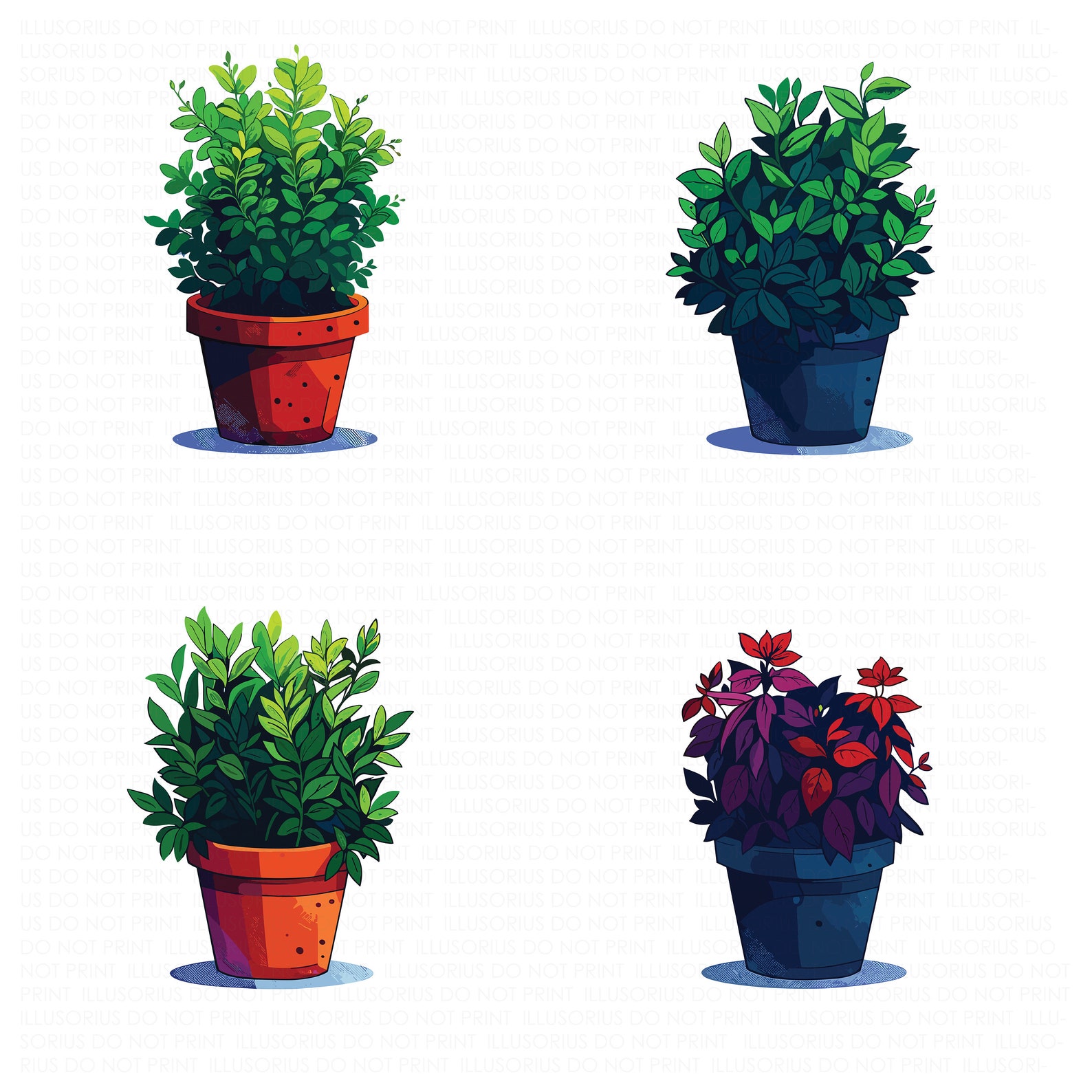 18 Vibrant Color Potted Plant, Plant Clipart PNG and PDF, House Plant ...