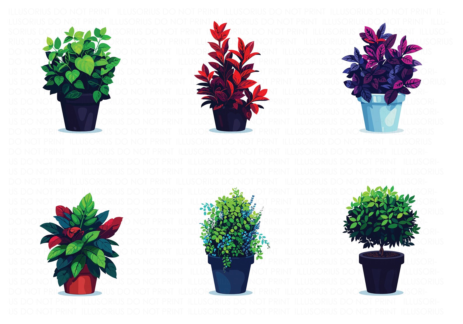 18 Vibrant Color Potted Plant, Plant Clipart PNG and PDF, House Plant ...