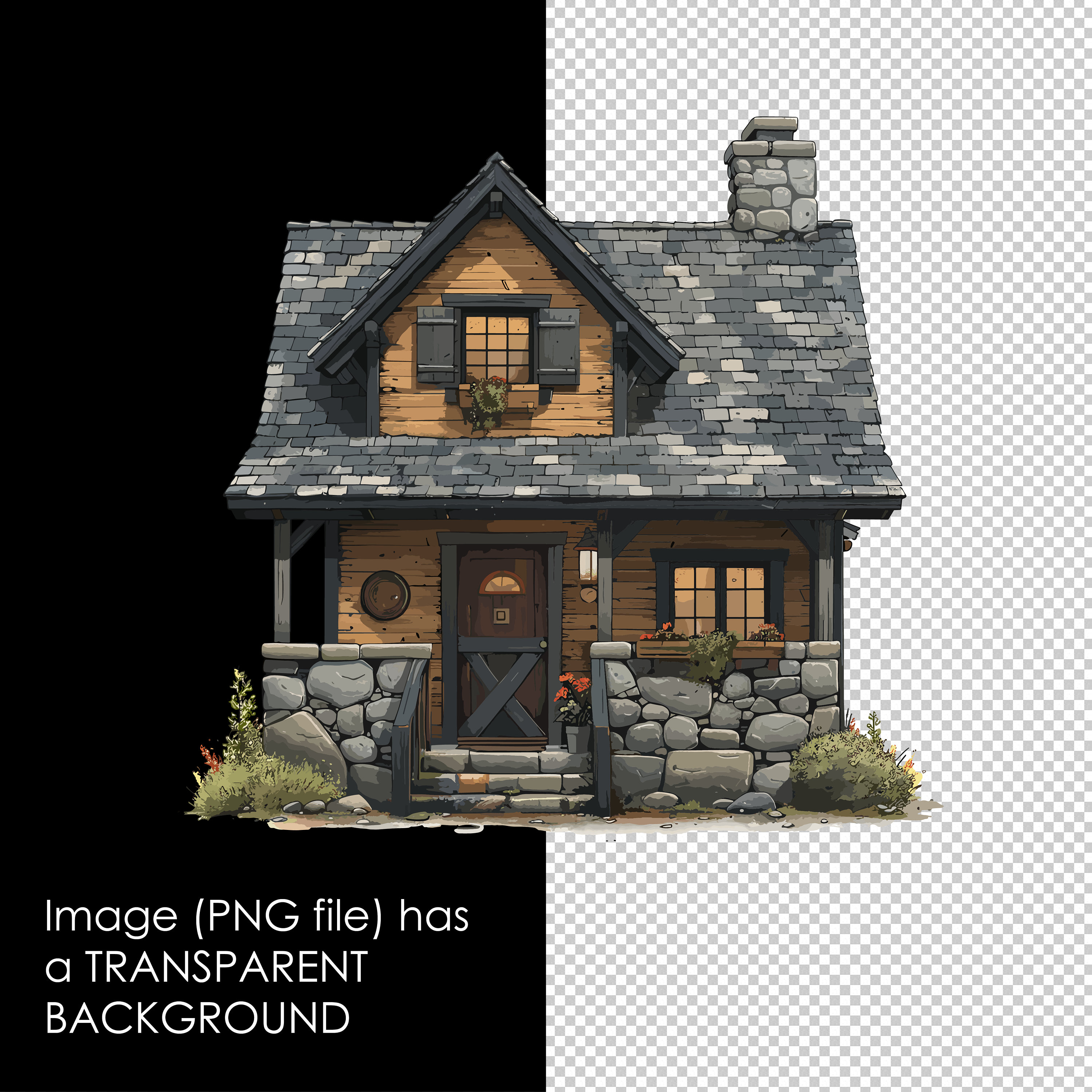 Building Art, Log Cabins, 2D Buildings, Cabin Clipart, Building Art, 2D ...